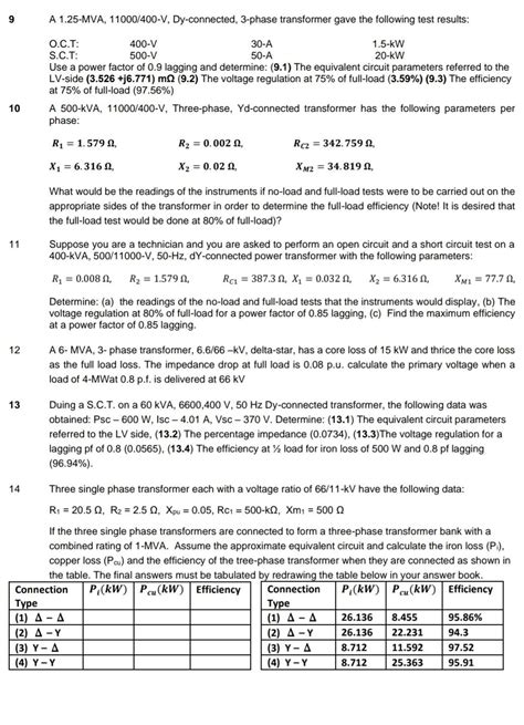 Solved Three Phase Transformer Questions 1 Three