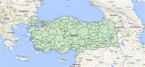 MGOCENOGLU GOOGLE MAPS API iL SINIRLARINI GÖSTEREN TÜRKİYE HARİTASI