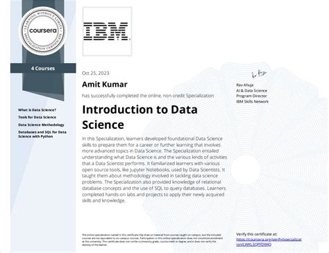Amit Kumar On Linkedin Datascience Coursera Ibm Specialization Professionaldevelopment