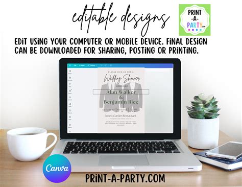 Editable Same Sex Wedding Event Invite Grooms Shower Brunch Save The Date Printable Same