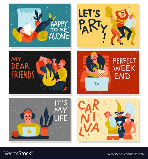 Extraversion Introversion Horizontal Cards Vector Image