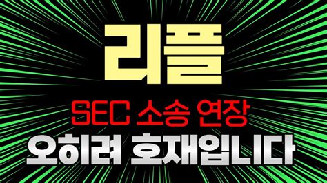 리플 Sec 소송 연장 오히려 호재입니다 Youtube