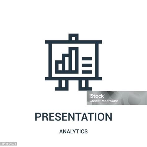 분석 컬렉션에서 프레젠테이션 아이콘 벡터입니다 얇은 라인 프레젠테이션 개요 아이콘 벡터 일러스트 레이 션입니다 교사 교육 관련 직업에 대한 스톡 벡터 아트 및 기타 이미지