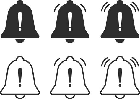 Notification Bell Warning Icon Set Warning Notification Bell Sign Exclamation Mark With Bell