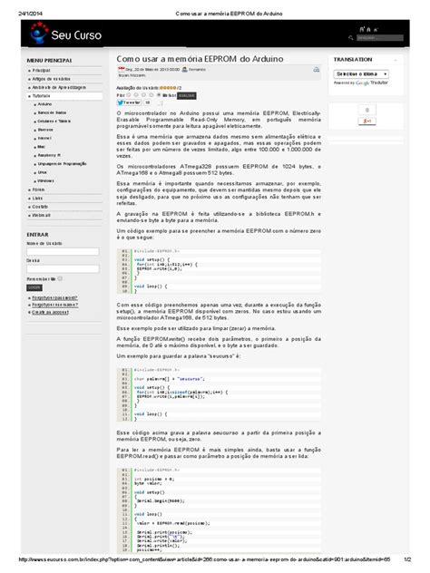 Como Usar A Memória Eeprom Do Arduino Pdf Armazenamento De Dados De Computador Eletrônicos