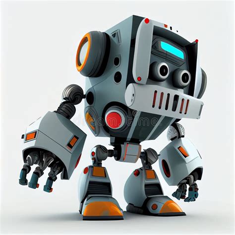3d Rendering Of A Hyper Realistic Illustration Of A Cool White Robot On A White Background Stock
