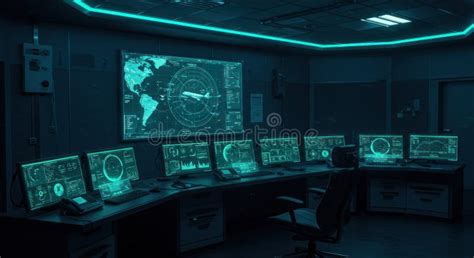 Air Traffic Control Room Modern Technology Displays Stock Illustration Illustration Of