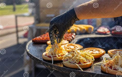 Close Up View Of A Flat Top Grill Showcasing The Final Stages Of