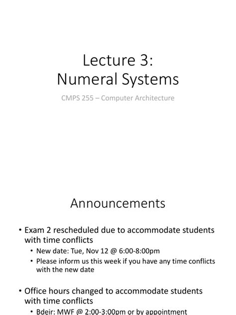 Numeral Systems Cmps 255 Computer Architecture Pdf Theory Of