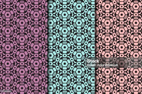 검은 색 요소와 다채로운 배경을 가진 추상 대칭 육각형 패턴 디자인 가방에 대한 스톡 벡터 아트 및 기타 이미지 가방 검은색 관광 리조트 Istock