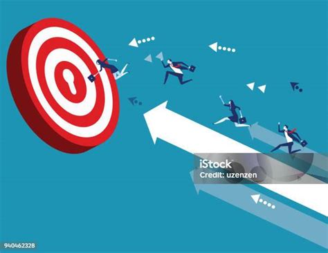 비즈니스 팀 그들의 목표에 도달 컨셉 비즈니스 벡터 일러스트입니다 평면 캐릭터 디자인입니다 4 명에 대한 스톡 벡터 아트 및 기타 이미지 Istock