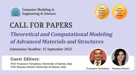 Call For Paper Theoretical And Computational Modeling Of Advanced Materials And Structures