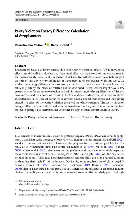 Pdf Parity Violation Energy Difference Calculation Of Atropisomers