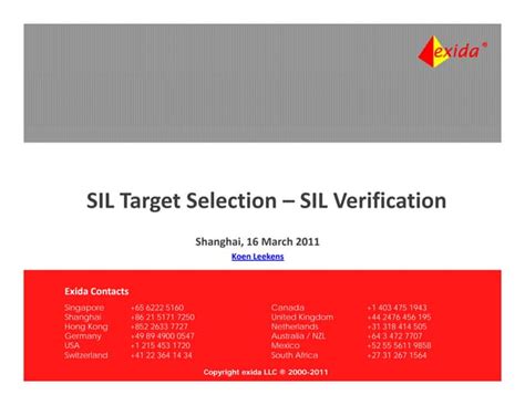 Sil Target Selection Verification Exida Pdf