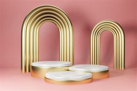 최소한의 디자인으로 제품을 배치하기위한 연단 디스플레이 쇼케이스의 3d 렌더링 일러스트레이션 연단 무대 쇼케이스 0명에 대한 스톡 사진 및 기타 이미지 Istock