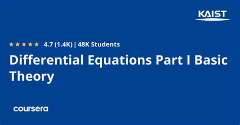 Differential Equations Part I Basic Theory Coursera