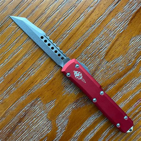 Microtech Ultratech Warhound Red Handle Stonewash Standard Blade