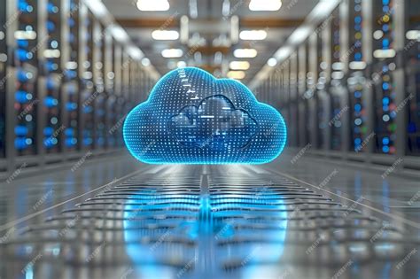 Futuristic Cloud Technology In Data Center Digital Security Network Server Infrastructure