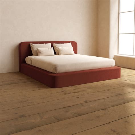 King Upholstered Platform Bed Headboard Blended Weave In Oat Anabei