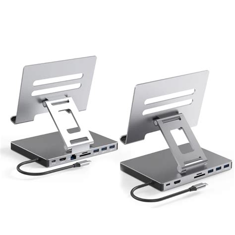 Usb C 도킹 스테이션 9 In 1 도킹 스테이션 노트북 마운트 홀더 스탠드2xhdmi4k 이더넷 Pd100w 5gbps