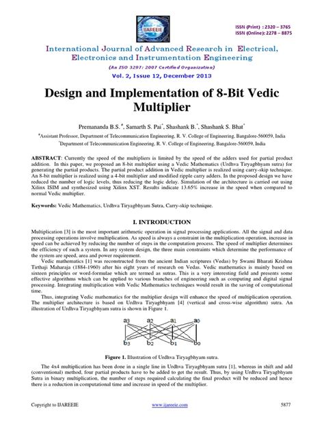 design and implementation of 8 bit vedic multiplier pdf