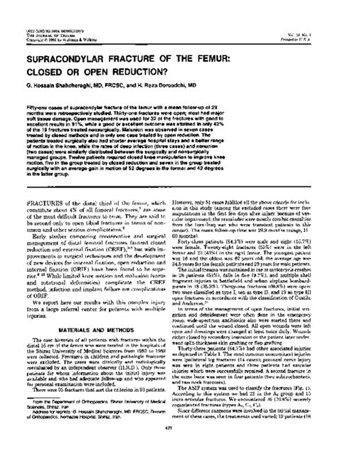 Pdf Supracondylar Fracture Of The Femur