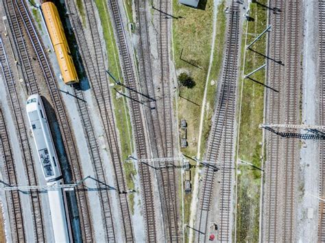 Premium Photo Aerial View Of Railroad Tracks