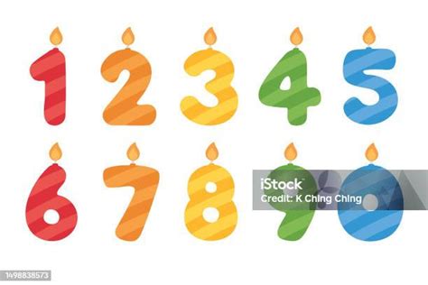 0에서 9까지 아이들을 위한 다채롭고 장난기 넘치는 숫자 모양의 양초 0명에 대한 스톡 벡터 아트 및 기타 이미지 0명 1 귀여운 Istock
