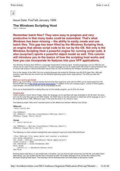 The Windows Scripting Host Dfpug Portal