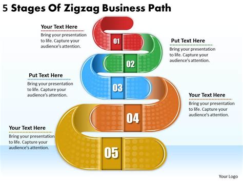 2613 Business Ppt Diagram 5 Stages Of Zigzag Business Path Powerpoint Template Powerpoint