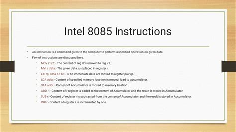 Instructions Of 8085 Microprocessor Opcode And Operand Youtube