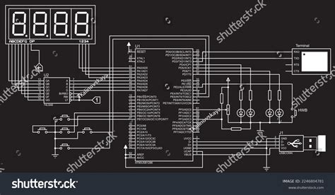 Vector Electrical Schematic Diagram Digital Usbinformation Stock Vector