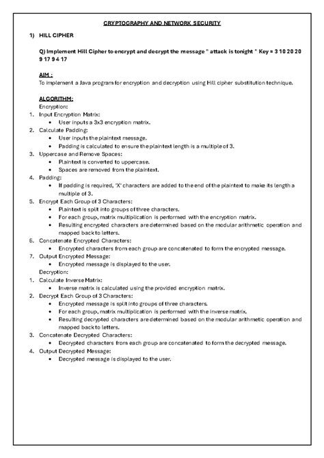 crypto lab cat mid term cryptography and network security 1 hill