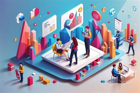 Premium Ai Image Business And Marketing Concept In 3d Isometric Design People Analyzing Data