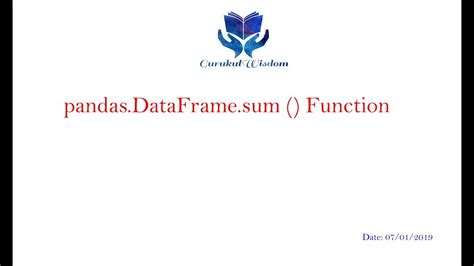 14 Pandasdataframesum Function Explained Clearly Youtube