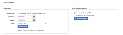 Usage Statistics Evaluation Tracker Use Report TES Support Center