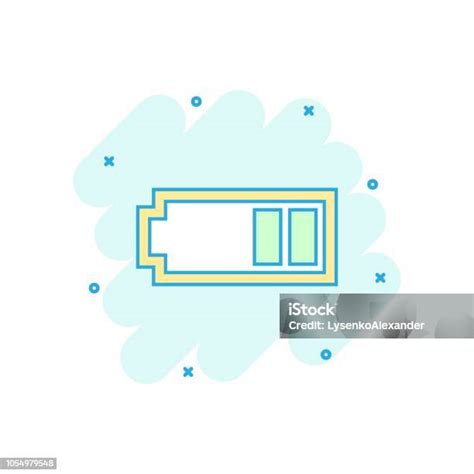 벡터 만화 배터리 충전 잔량 표시 아이콘 만화 스타일 배터리 표시 그림 그림 누 산 기 비즈니스 스플래시 효과 개념입니다 0명에 대한 스톡 벡터 아트 및 기타 이미지