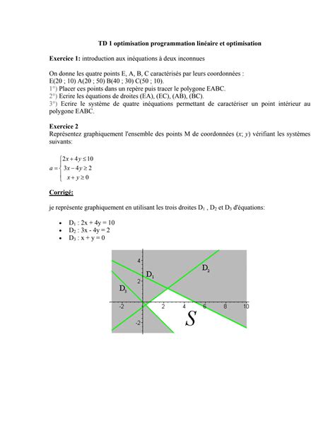 solution td1 optimisation programmation lineaire et optimisation