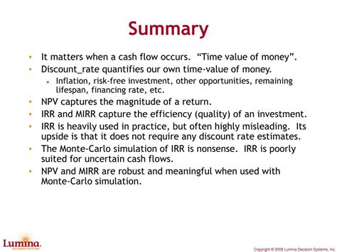Ppt Net Present Value Npv Internal Rate Of Return Irr And