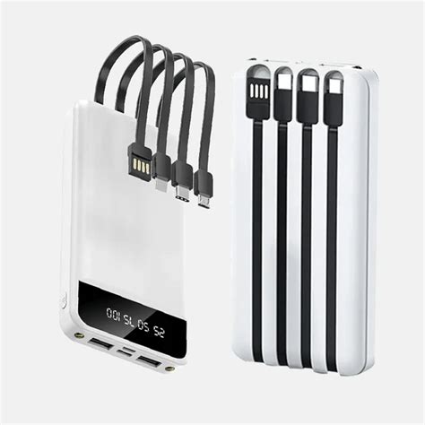 Повербанк Kt T51x 50000mah с 4 кабелями и 2 Usb портми Белый Aveopt оптова дропшипінг