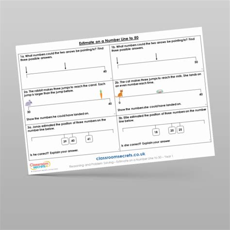 Year 1 Estimate On A Number Line To 50 Reasoning And Problem Solving Resource Classroom Secrets