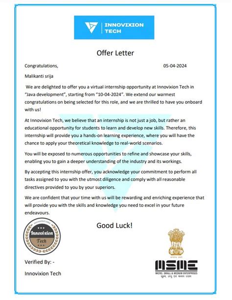 malikanti srija on linkedin innovixion tech