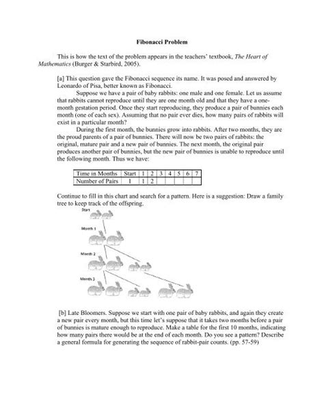 Fibonacci Problem This Is How The Text Of The Problem Appears In The