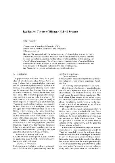 Realization Theory Of Bilinear Hybrid Systems