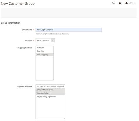 Magento 2 Customer Group Payment Shipping Method Restrictions