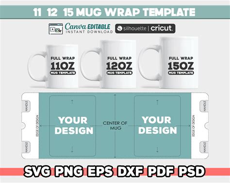 11 12 15 Oz Mug Template Full Wrap Template Mug Full Wrap Template