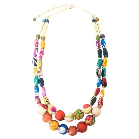 Kantha Cylinder Necklace Fair Trade Winds