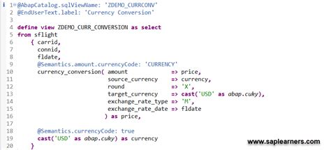 Unit And Currency Conversion In Abap Cds Views Sap Free Tutorials