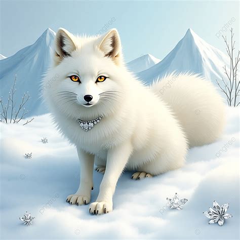 Mystical Arctic Fox With A Luxurious Fur Coat In Serene Icy Environment Background Arctic Fox