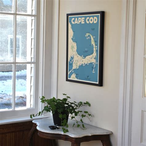 Cape Cod Map Art Print 18 X 24 Framed Travel Poster Massachusetts